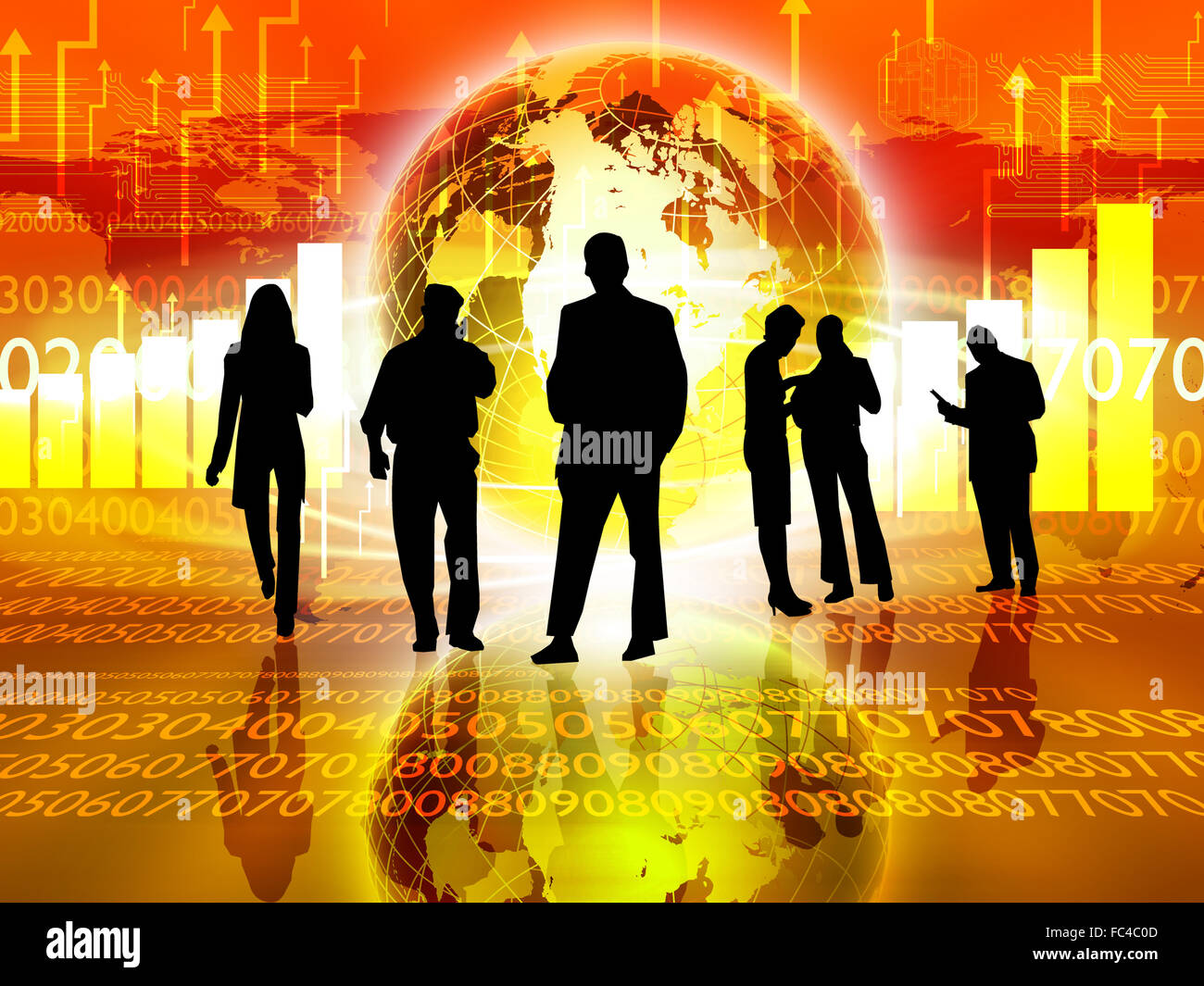 Silhouettes of people in the abstract business background Stock Photo ...