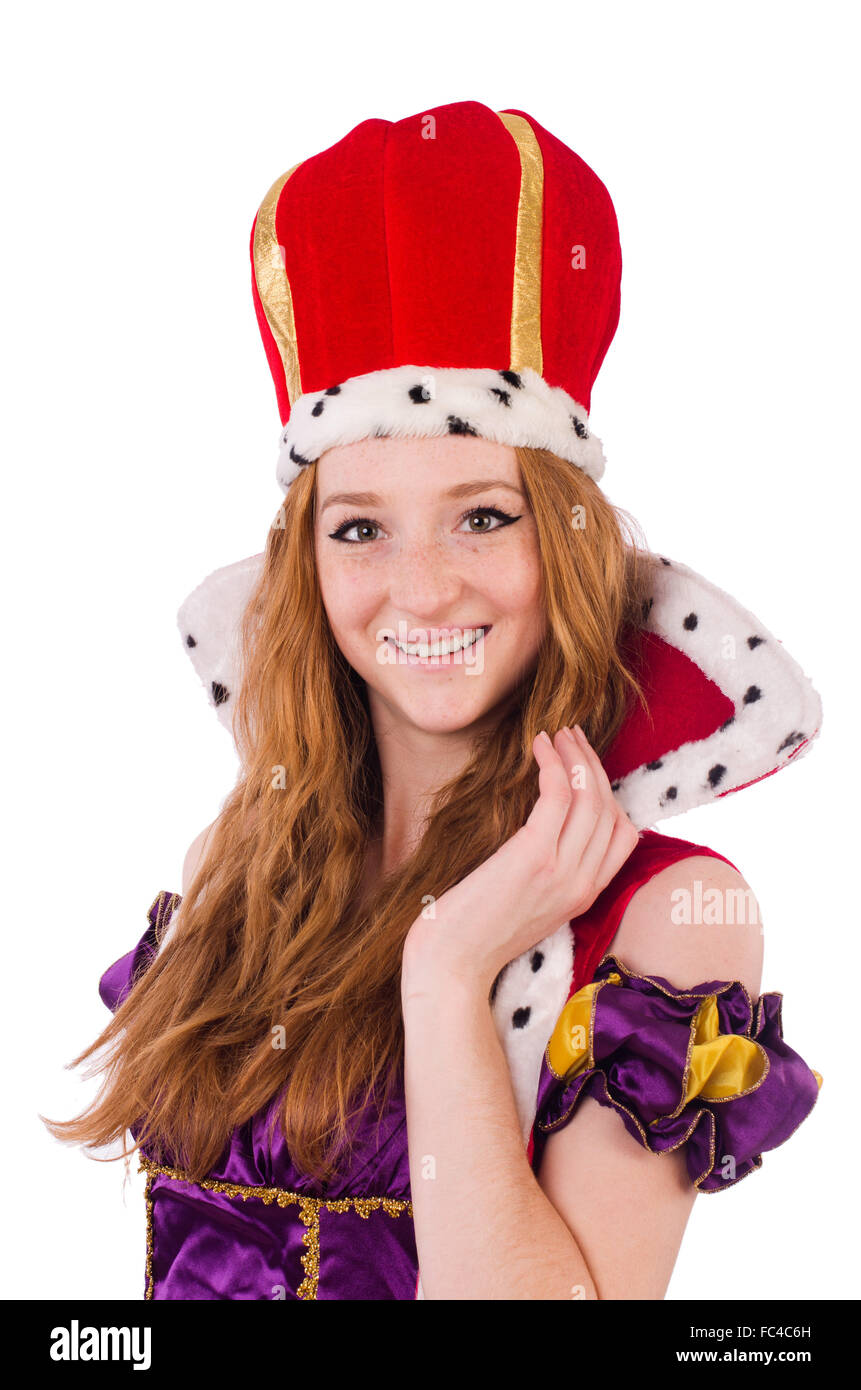 Woman queen isolated on white Stock Photo - Alamy