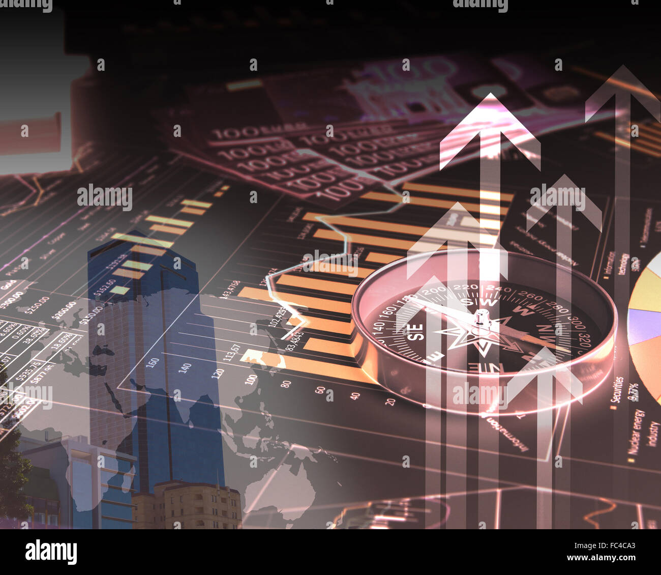 Colour illustration of business and financial charts and graphs Stock ...