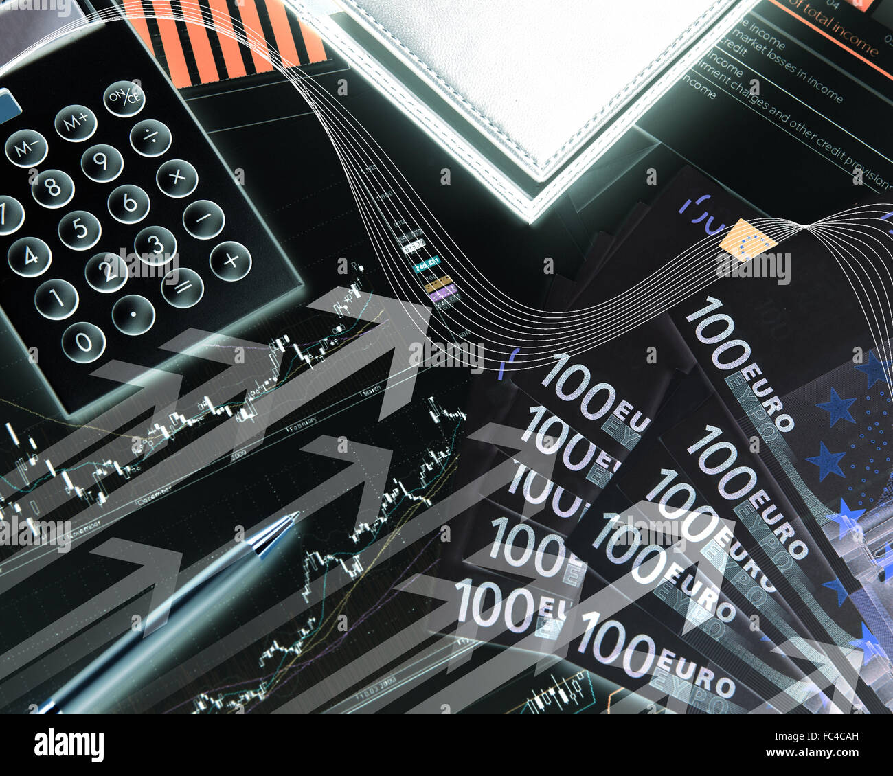 Colour illustration of business and financial charts and graphs Stock ...
