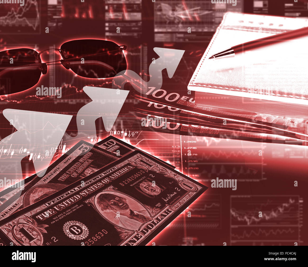 Colour illustration of business and financial charts and graphs Stock ...