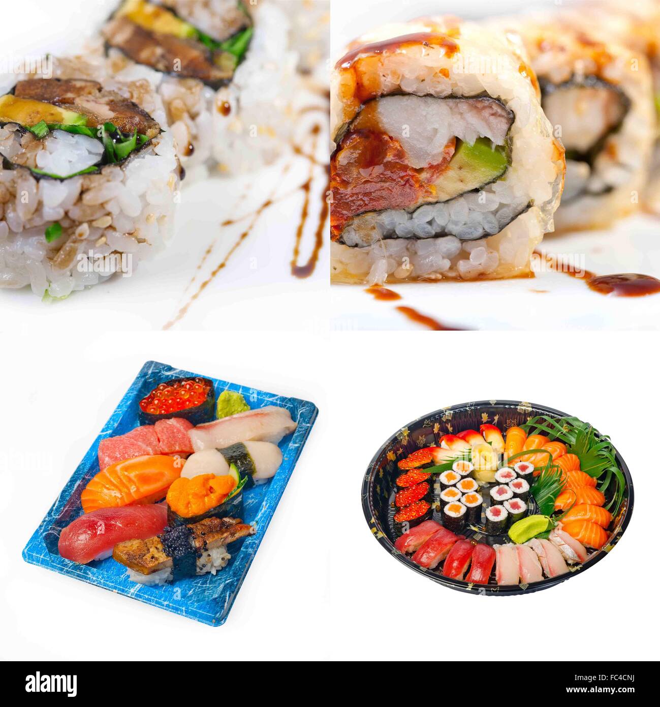 Japanese sushi collage Stock Photo - Alamy