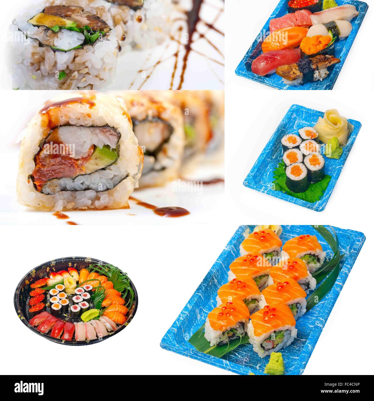 Japanese sushi collage Stock Photo - Alamy