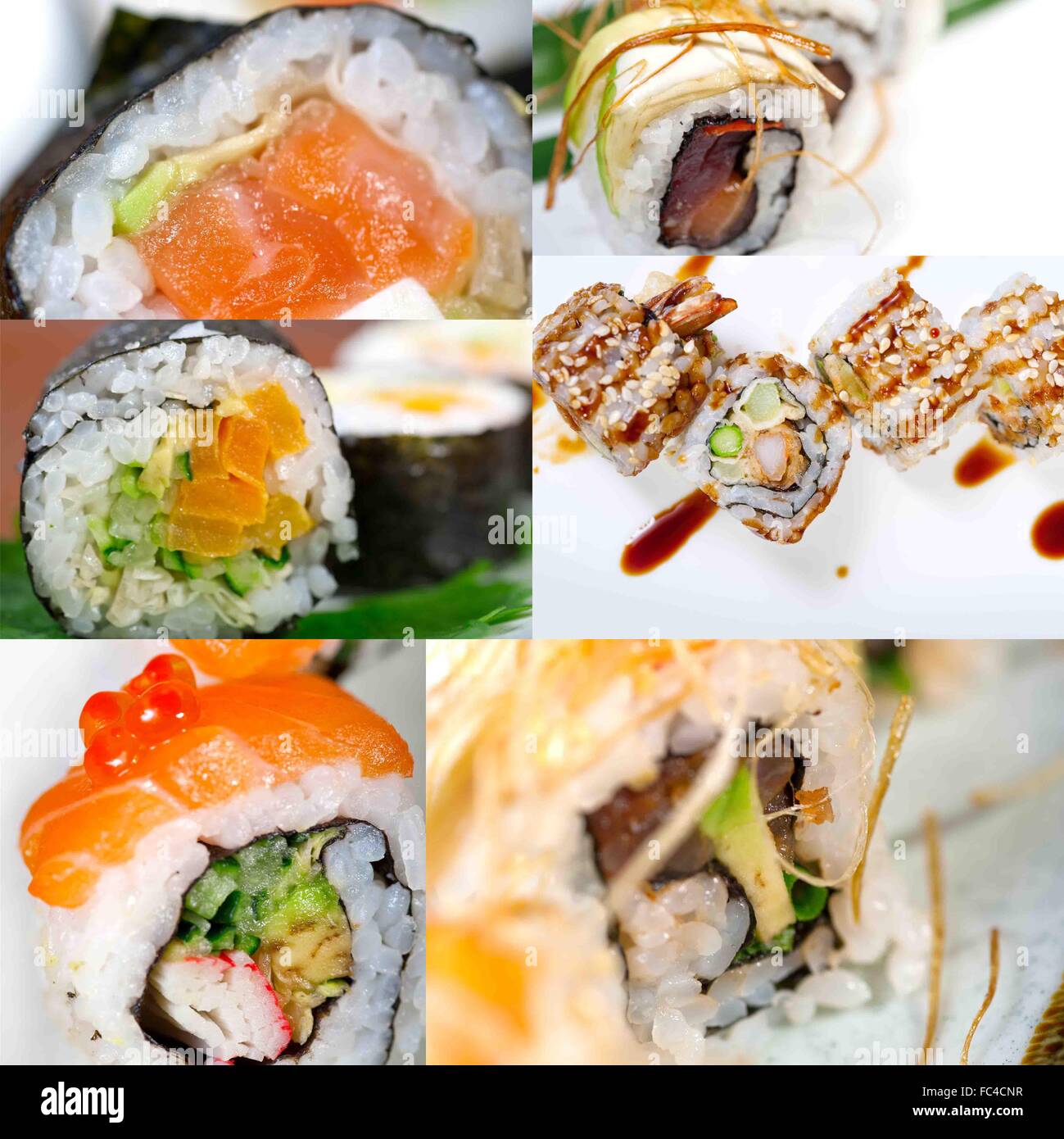 Japanese sushi collage Stock Photo - Alamy