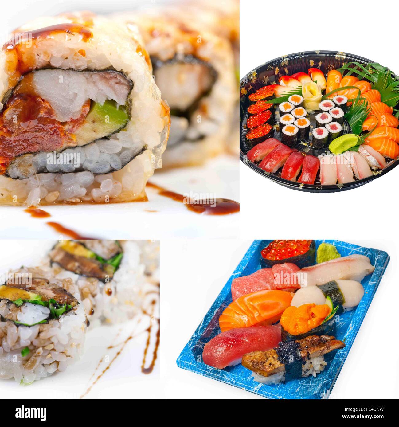 Japanese sushi collage Stock Photo - Alamy