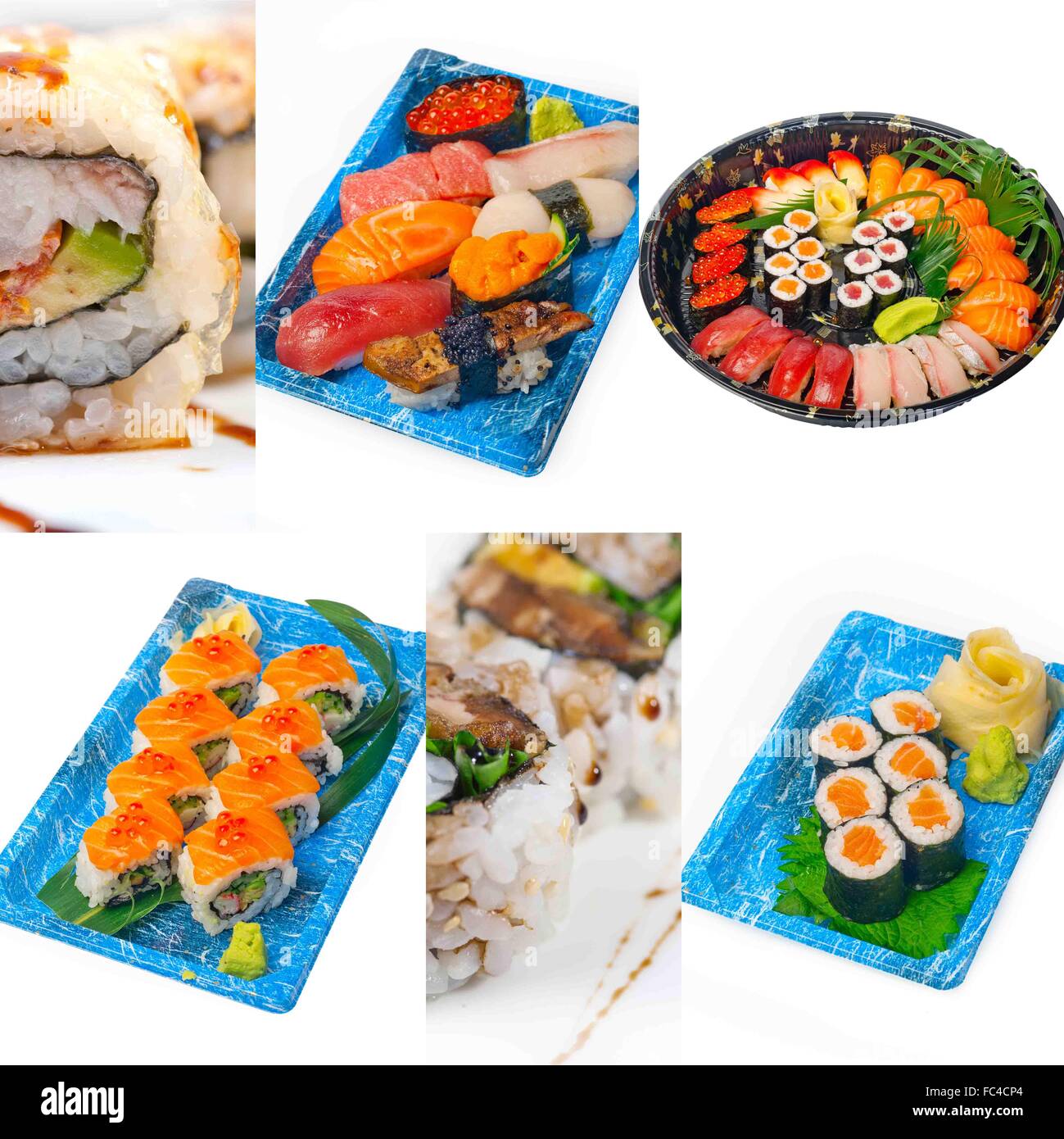 Japanese sushi collage Stock Photo - Alamy