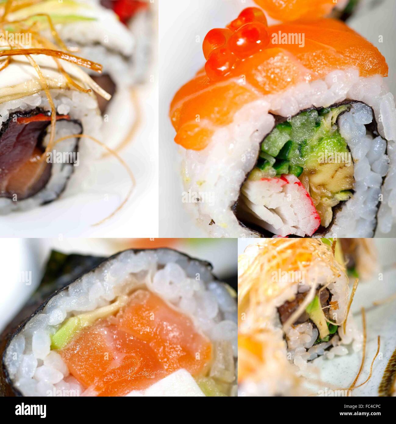 Japanese sushi collage Stock Photo - Alamy