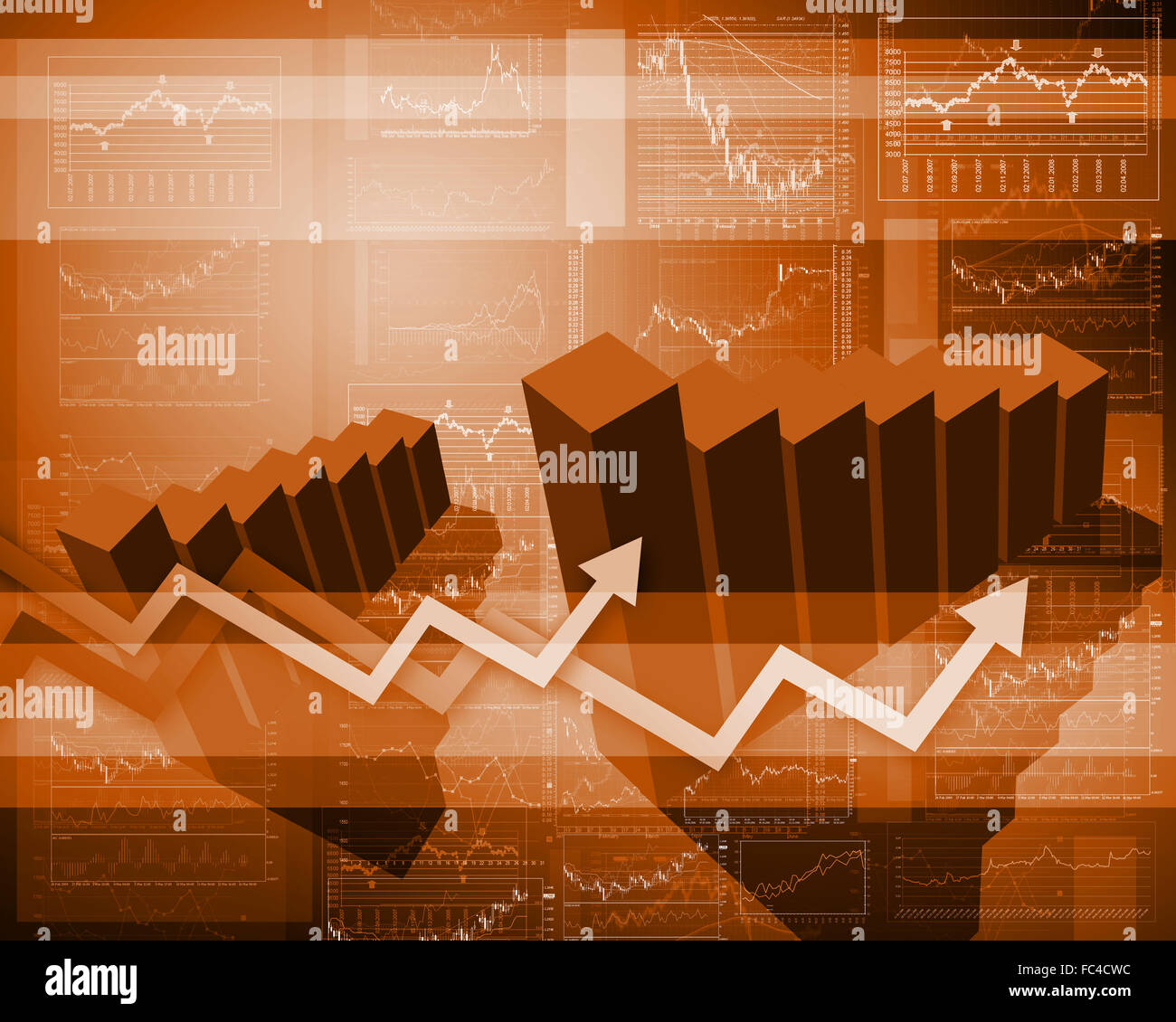 Colour illustration of business and financial charts and graphs Stock ...