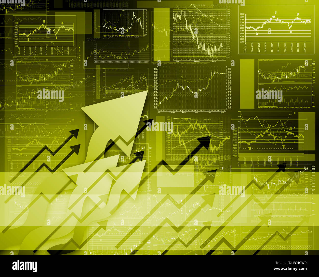 Colour illustration of business and financial charts and graphs Stock ...