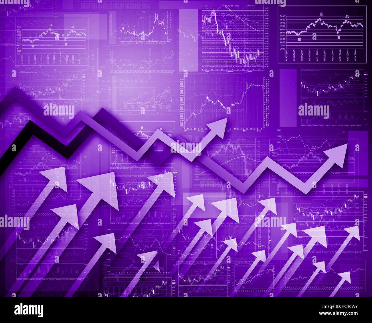 Colour illustration of business and financial charts and graphs Stock ...