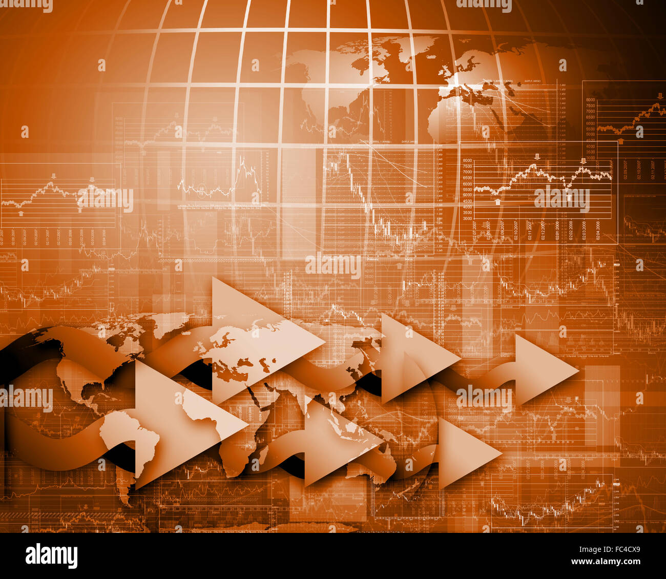 Colour illustration of business and financial charts and graphs Stock ...