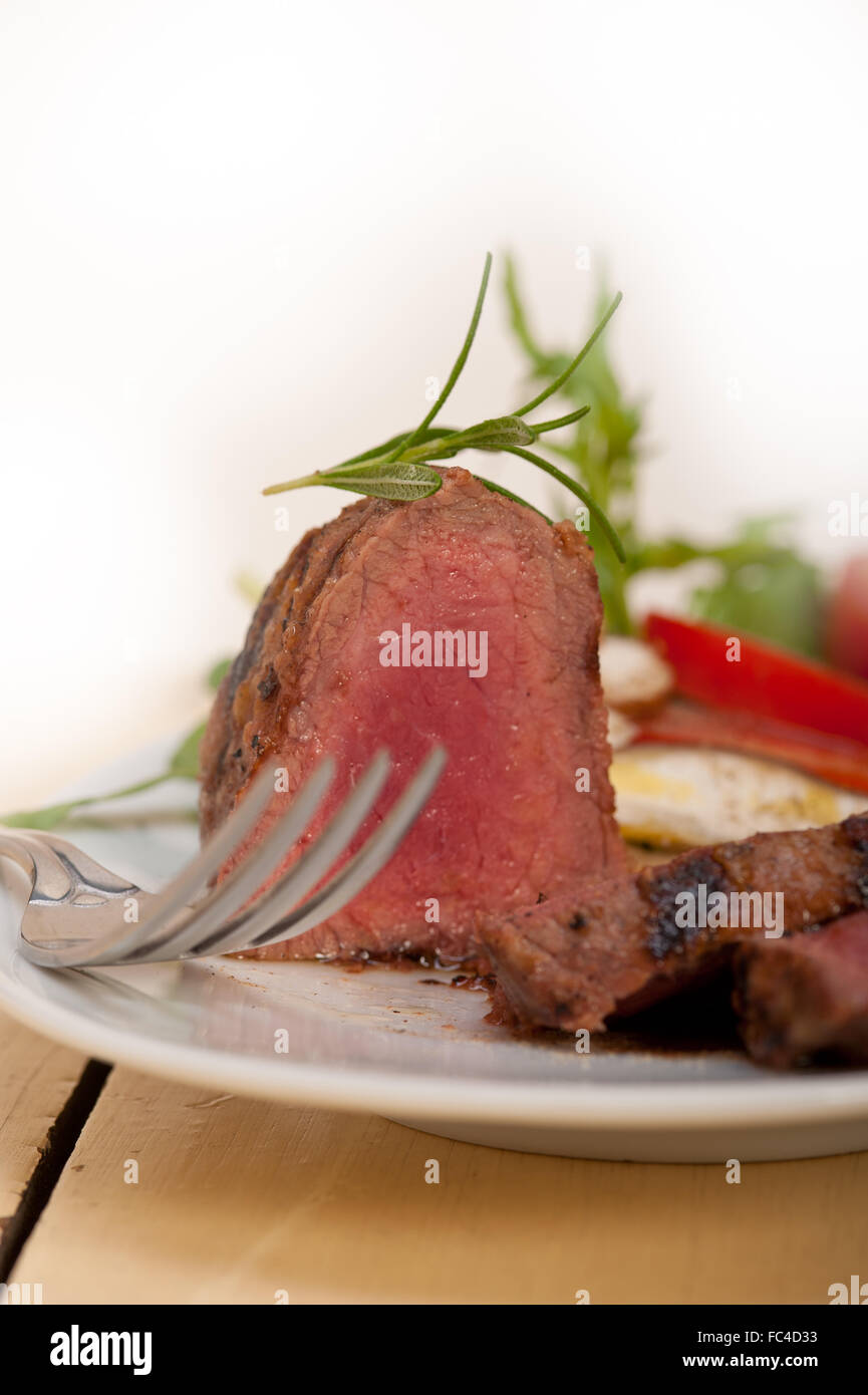 beef filet mignon grilled with vegetables Stock Photo - Alamy