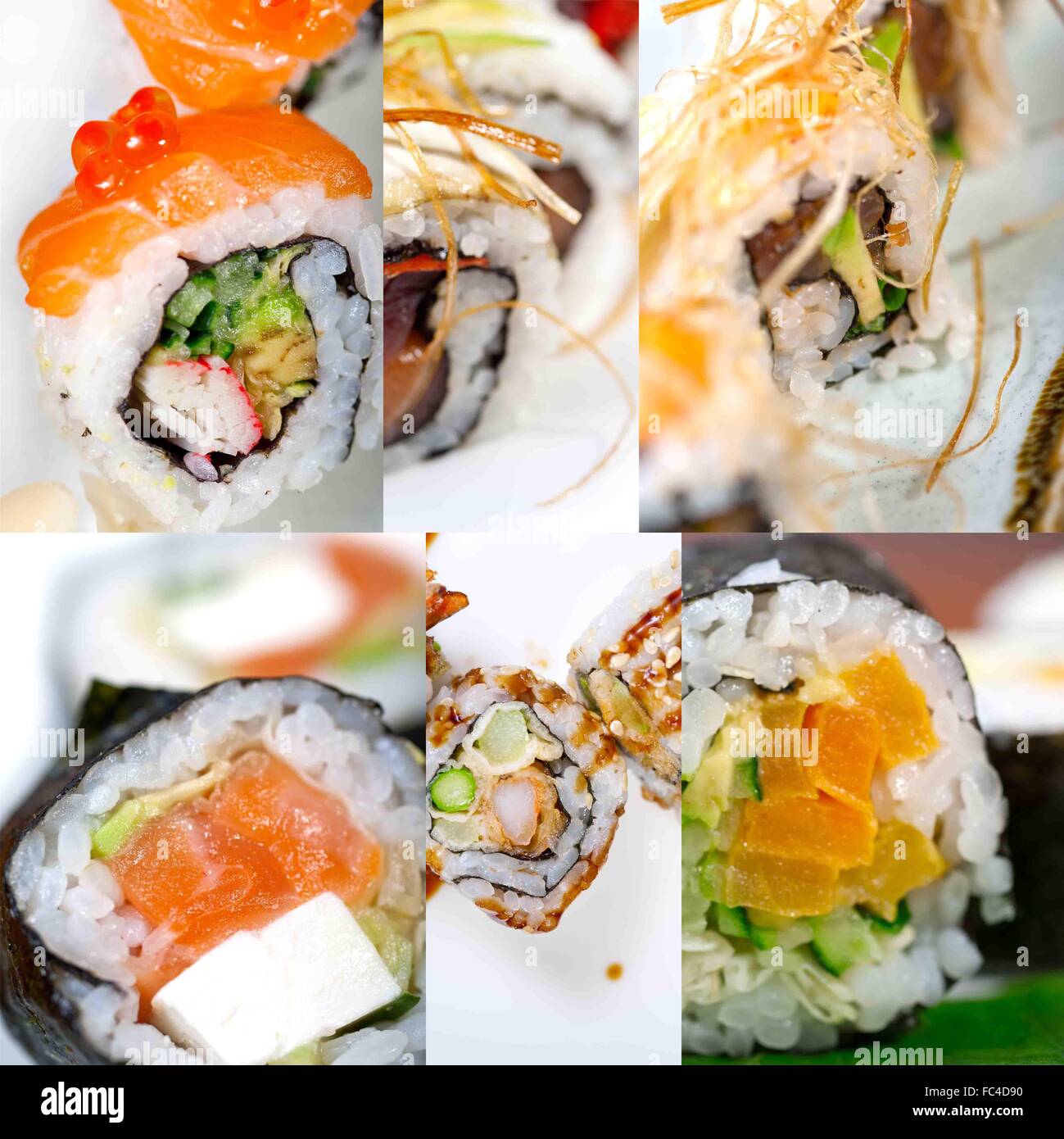Japanese sushi collage Stock Photo - Alamy
