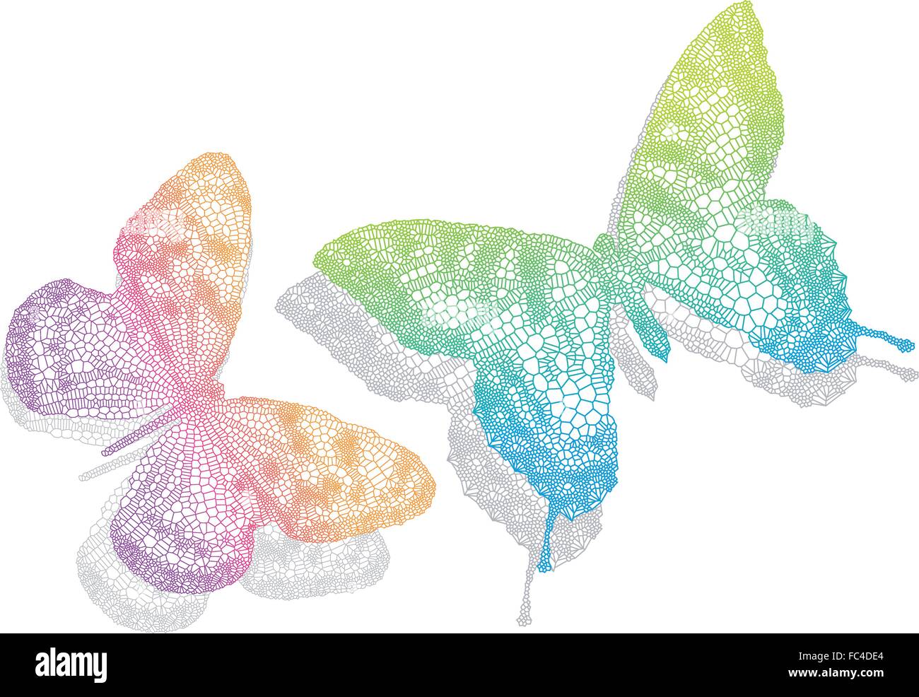 beautiful butterflies with shadow, vector illustration Stock Vector ...