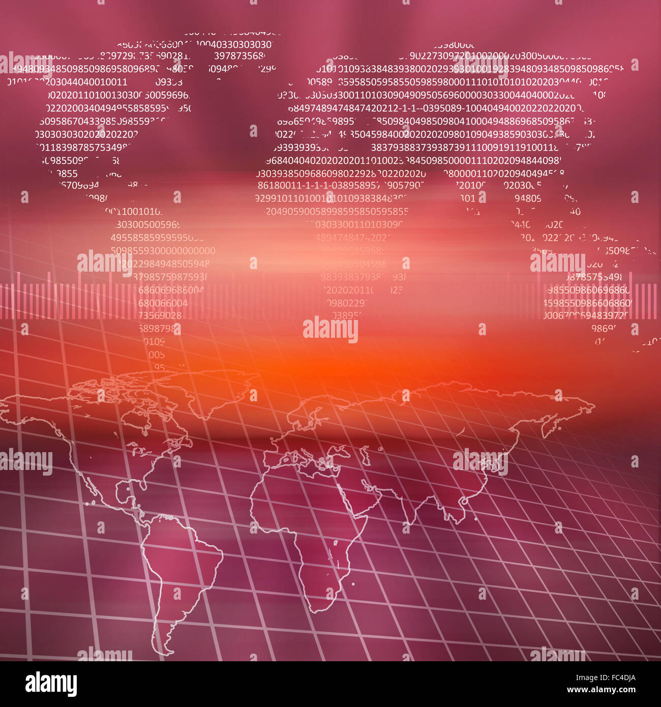 world map illustration with communication and technology symbols Stock ...