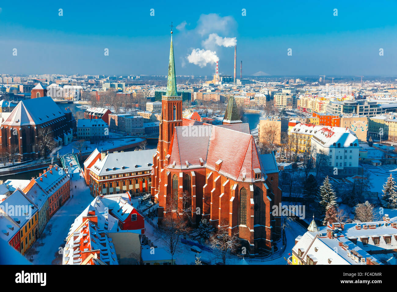 Aerial view of Wroclaw in the winter morning Stock Photo - Alamy