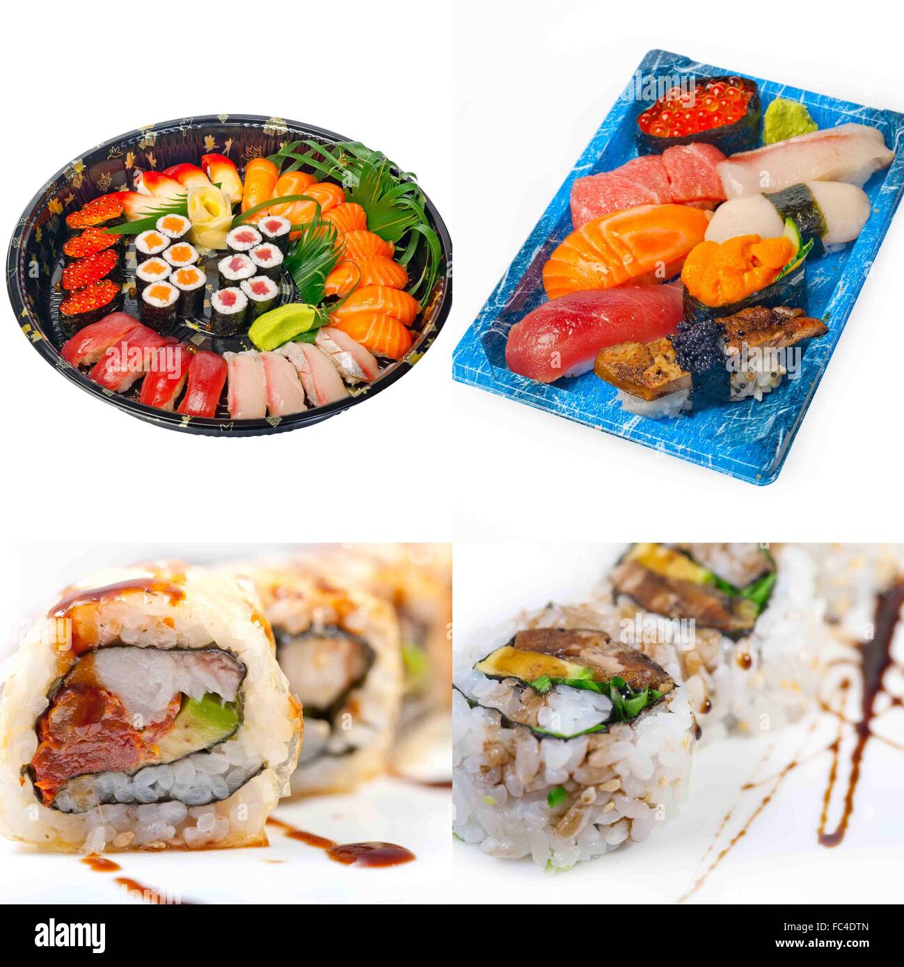 Japanese sushi collage Stock Photo - Alamy