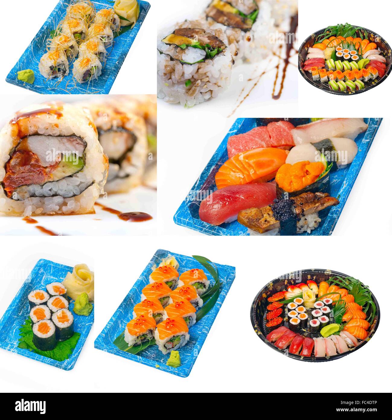 Japanese sushi collage Stock Photo - Alamy