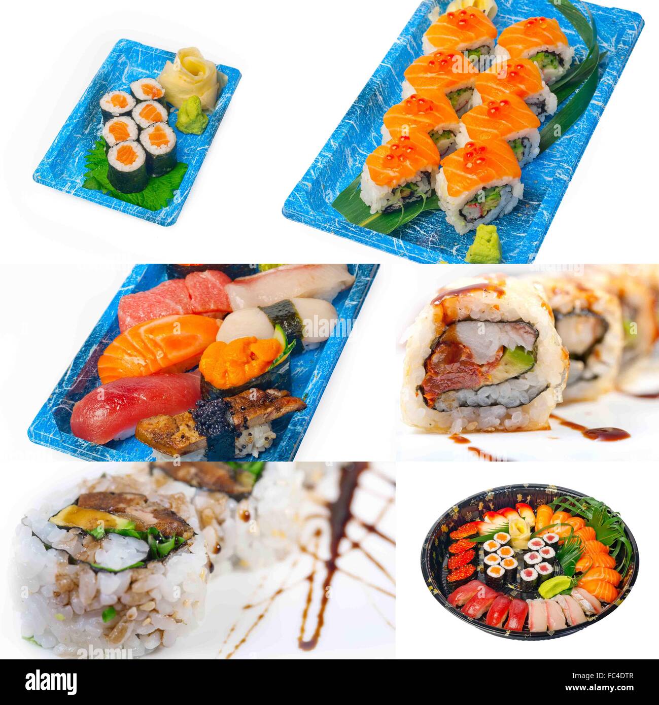 Japanese sushi collage Stock Photo - Alamy