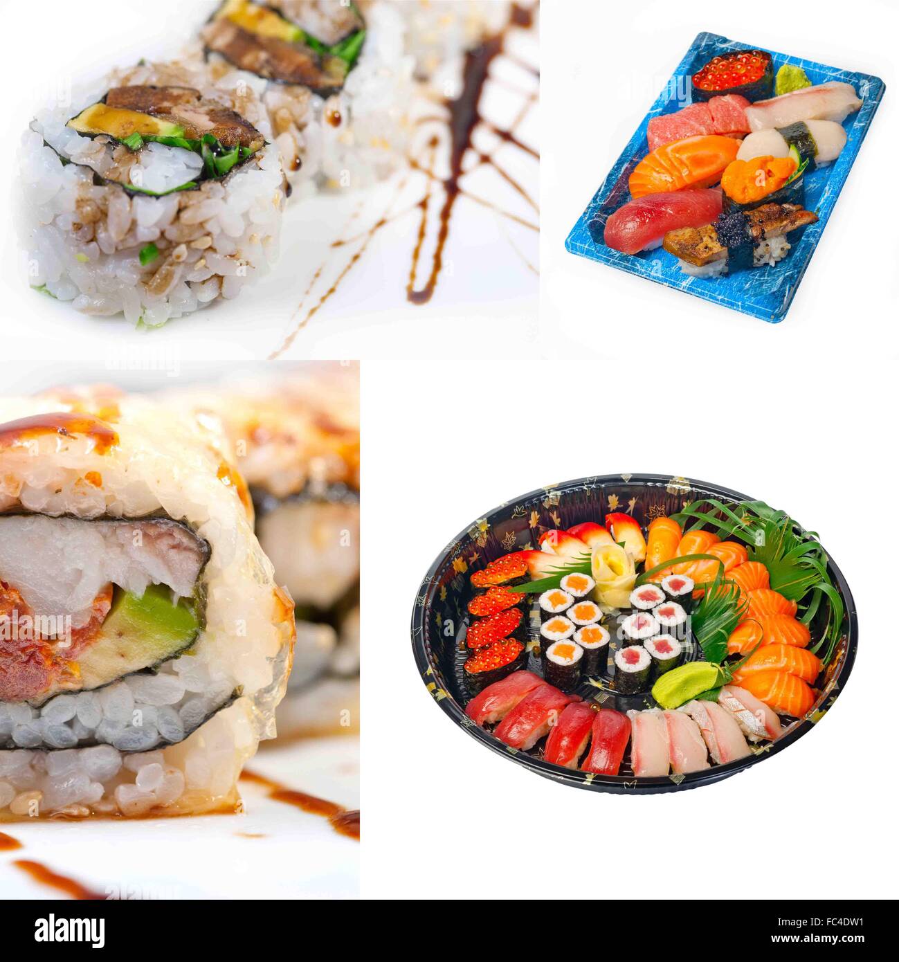 Japanese sushi collage Stock Photo - Alamy