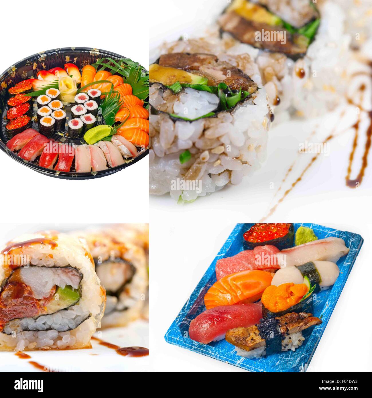 Japanese sushi collage Stock Photo - Alamy