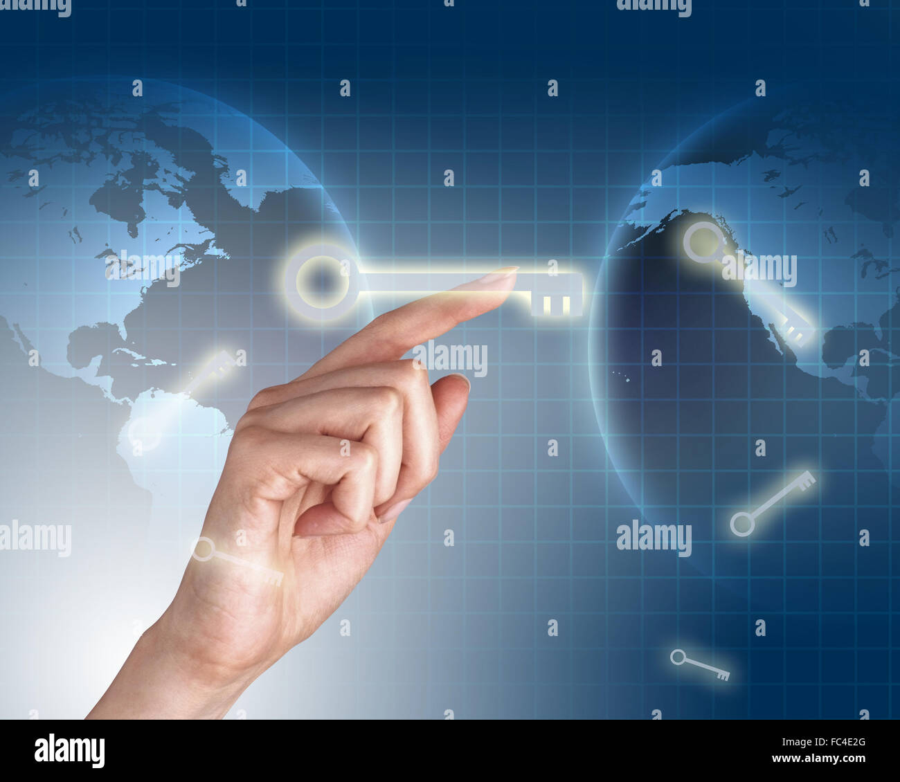 information technology symbols against world map on the background ...