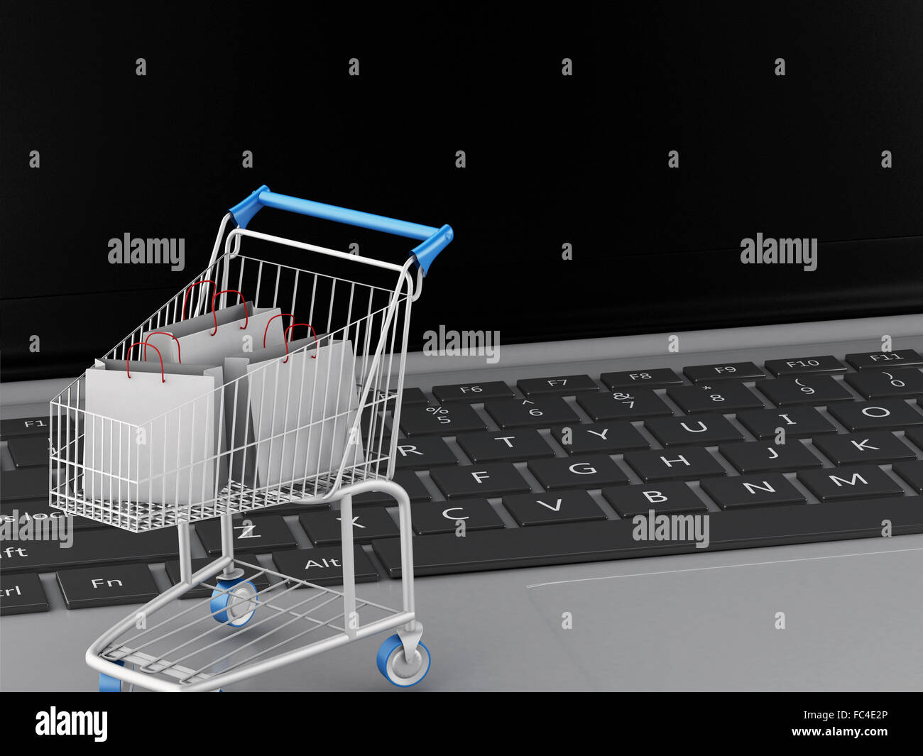 3d Shopping cart on Laptop. e-commerce concept Stock Photo - Alamy 3d Shopping cart on Laptop. e-commerce concept Stock Photo - Alamy