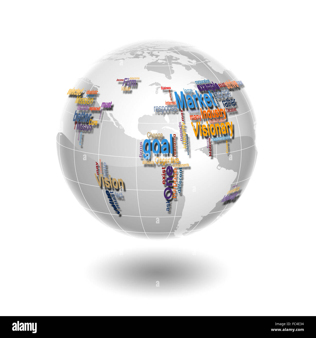 a world map made from business words as a concept of global business ...