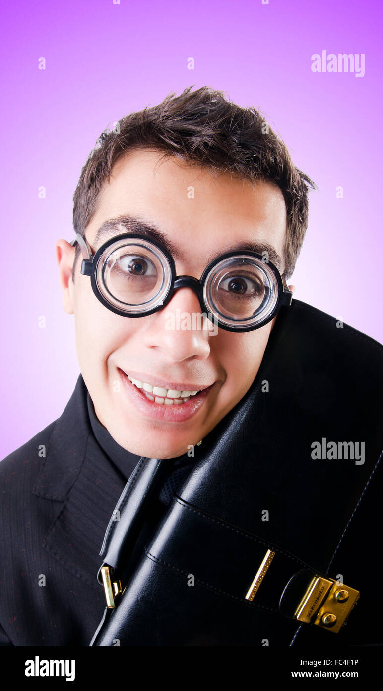 Nerd businessman against the gradient Stock Photo - Alamy