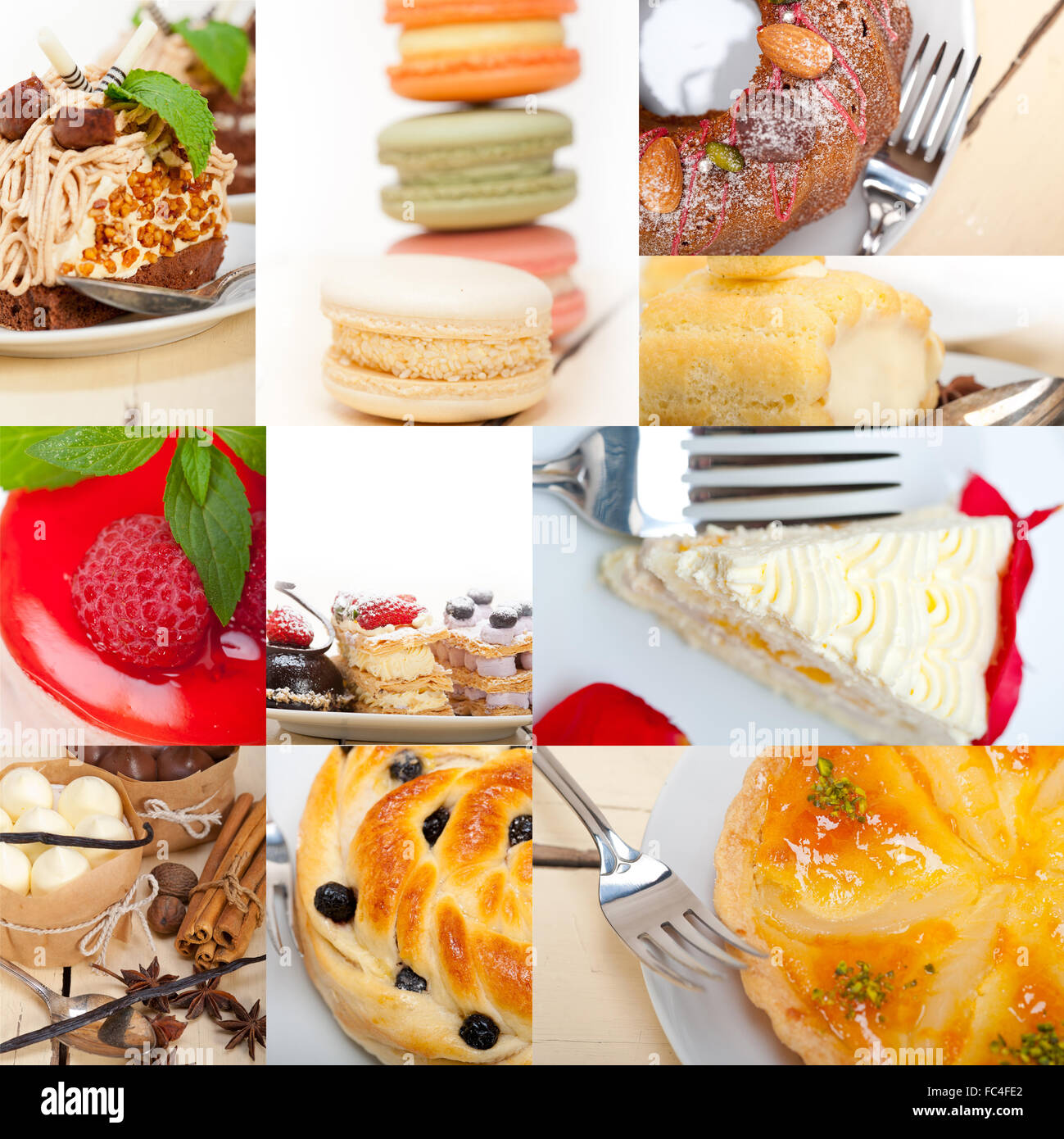 fresh dessert cake collage Stock Photo - Alamy