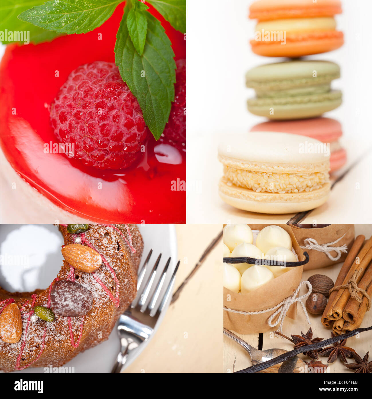 fresh dessert cake collage Stock Photo - Alamy