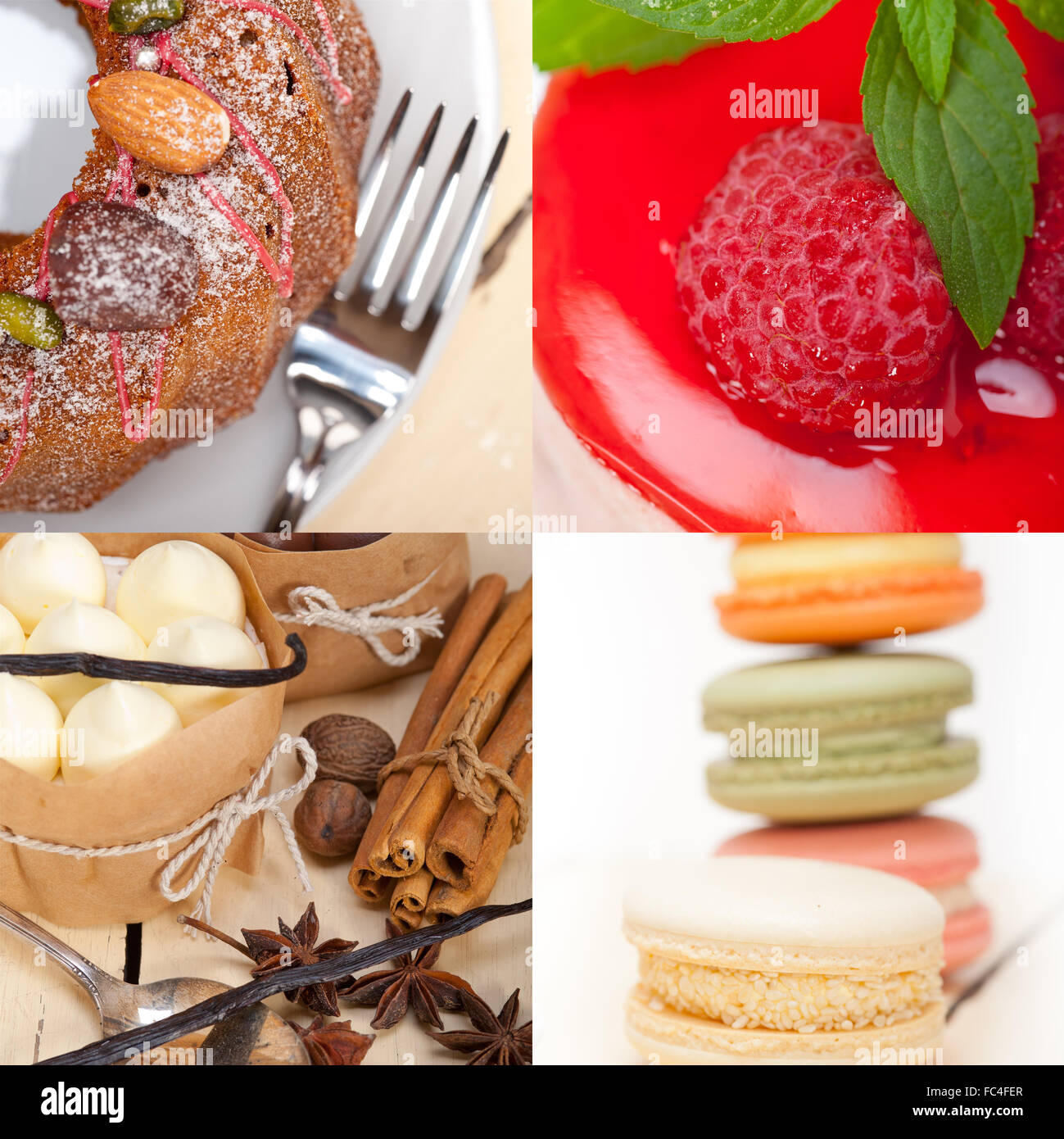 fresh dessert cake collage Stock Photo - Alamy