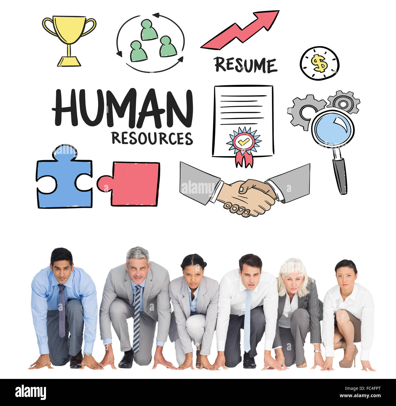 Composite image of business people preparing to run Stock Photo - Alamy