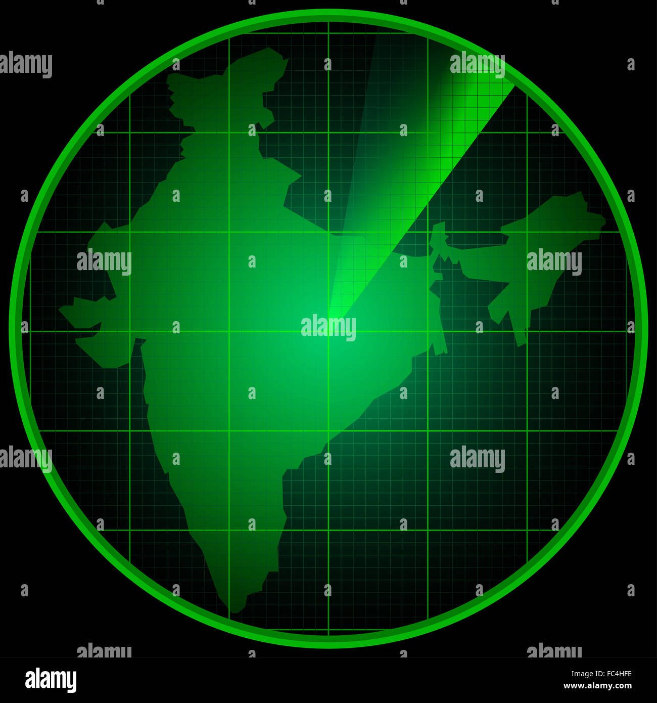 Radar screen with the silhouette of India Stock Photo - Alamy