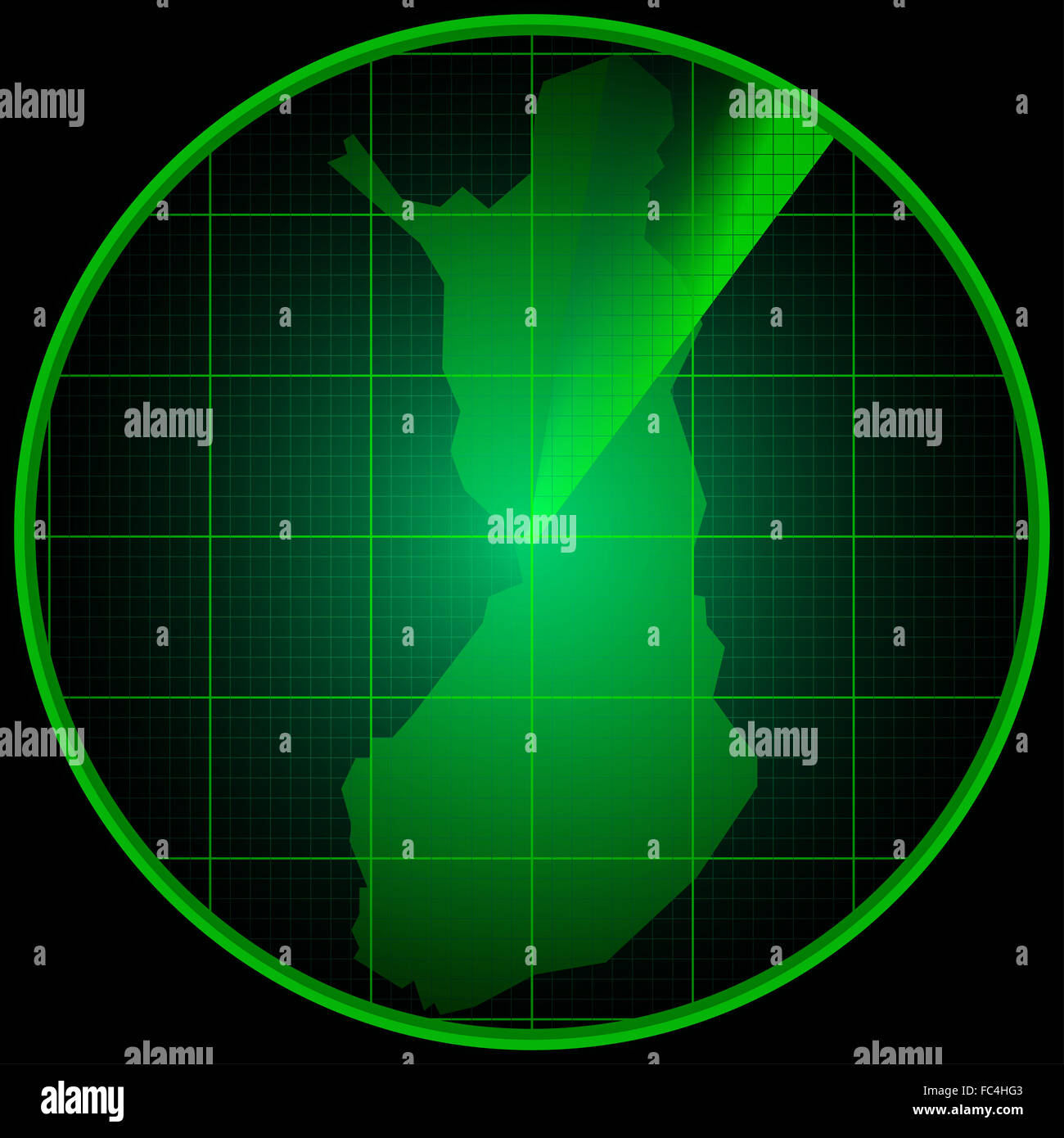 Radar screen with the silhouette of Finland Stock Photo - Alamy