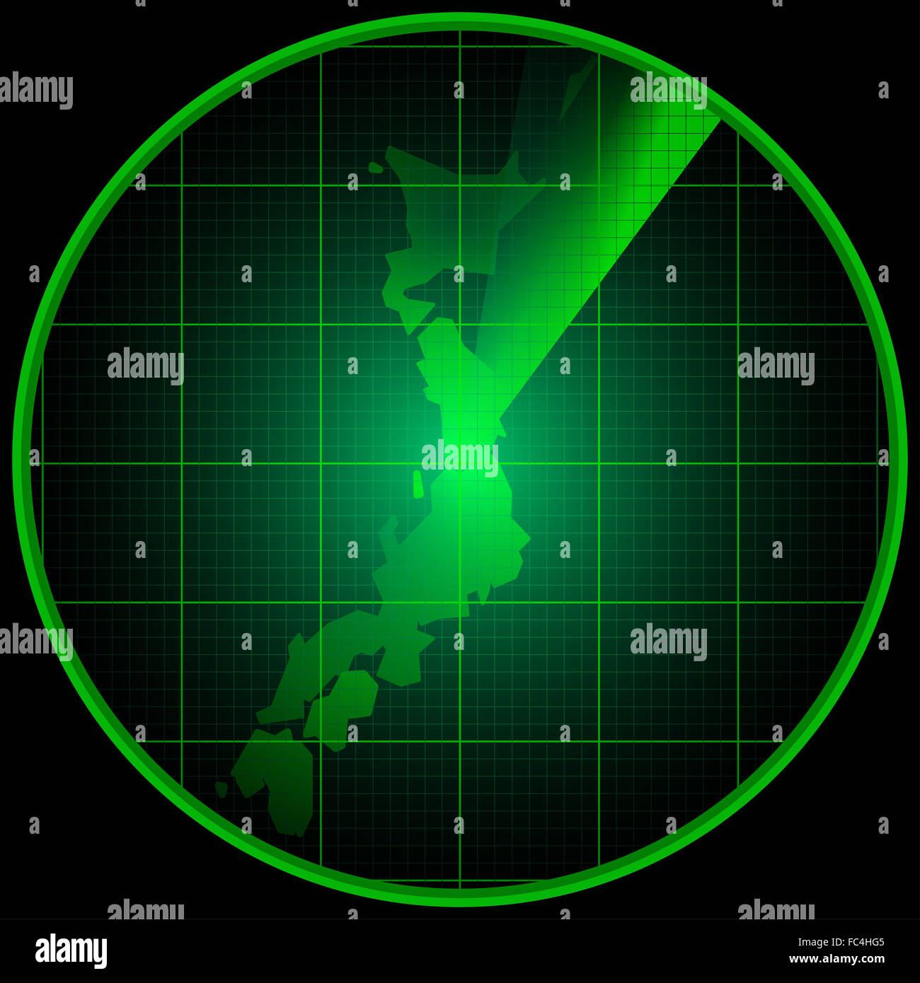 Radar screen with the silhouette of Japan Stock Photo - Alamy