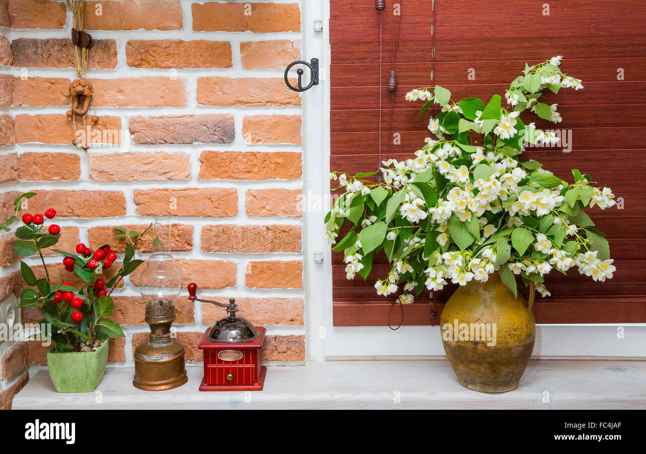 pitcher with flowers Stock Photo - Alamy