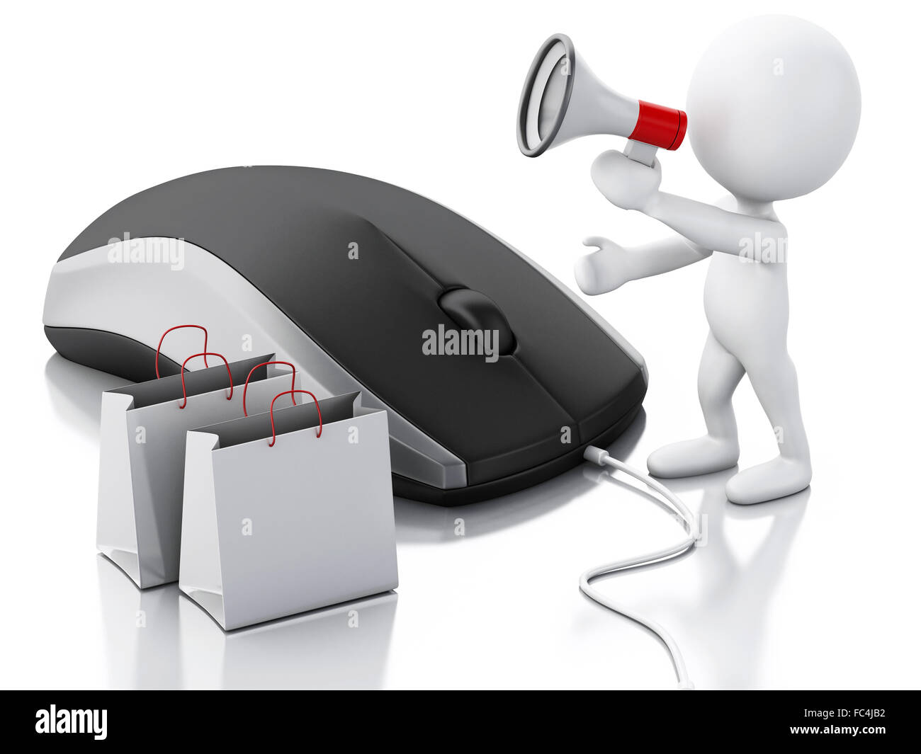 3d white people with computer mouse Stock Photo - Alamy