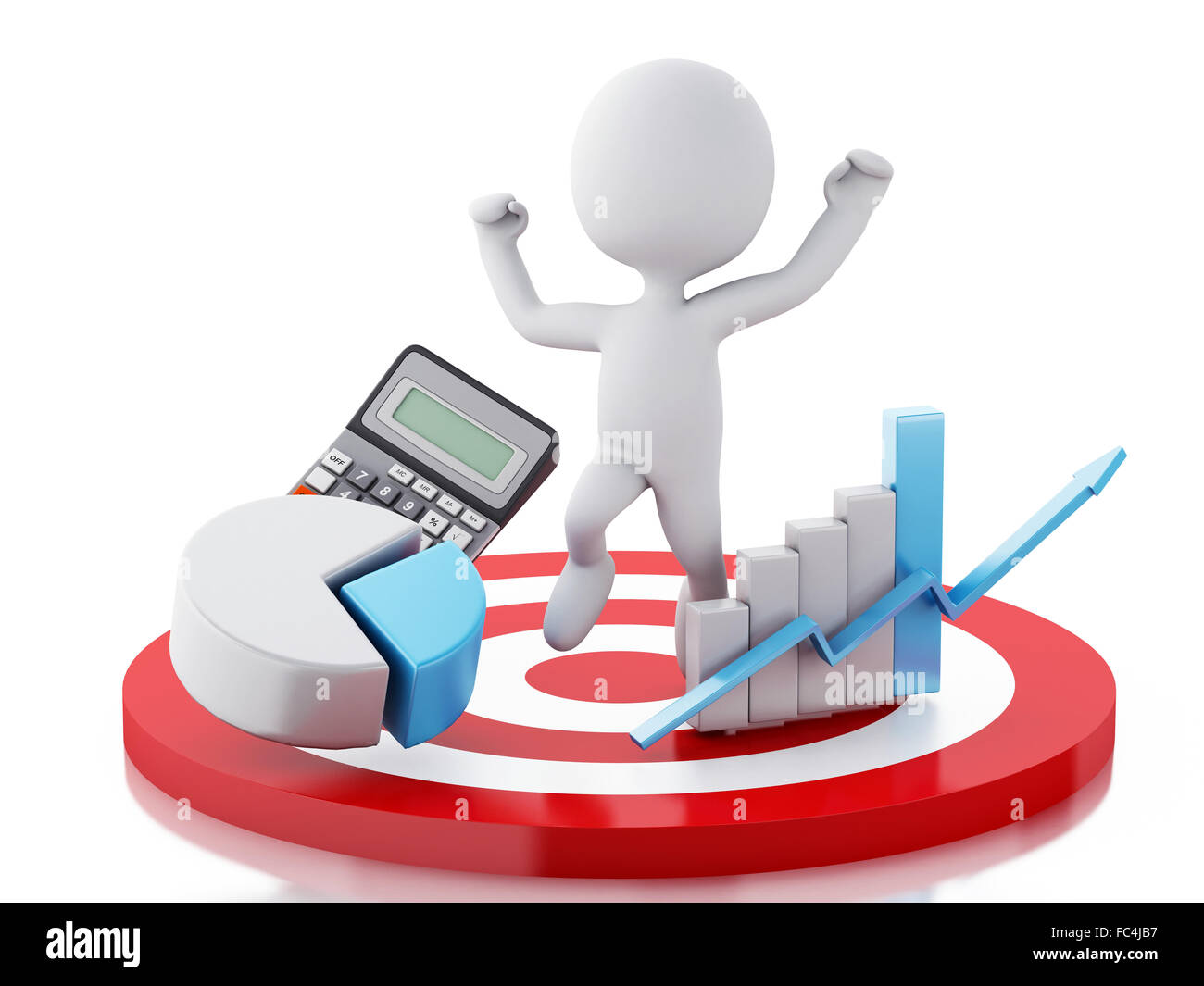 3d white people with business statistic graph Stock Photo - Alamy