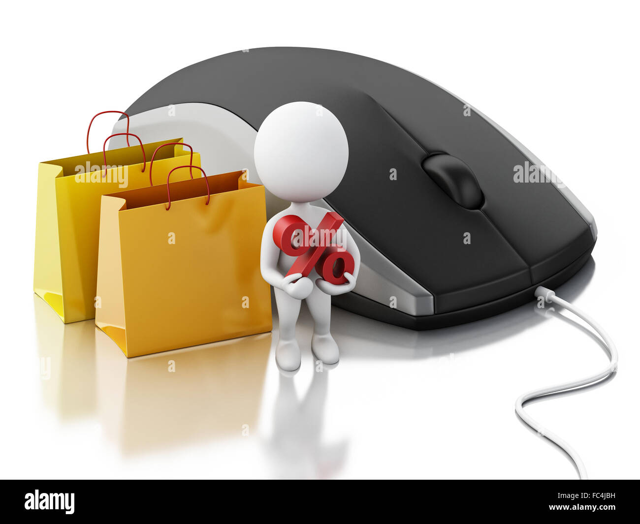 3d white people with computer mouse. E-commerce Stock Photo - Alamy