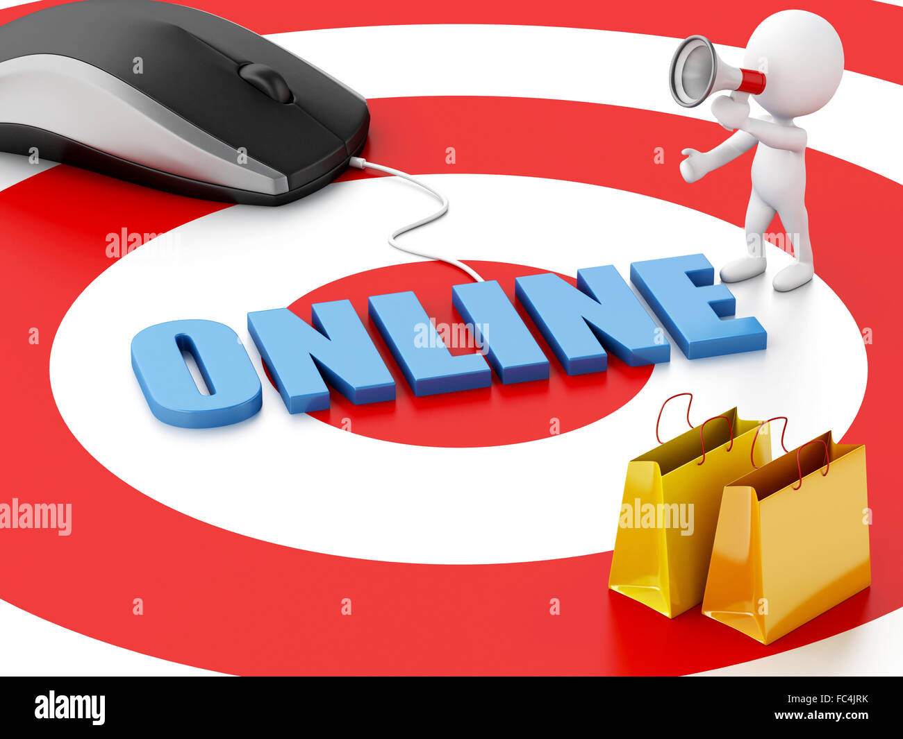 3d white people and computer mouse on target Stock Photo - Alamy
