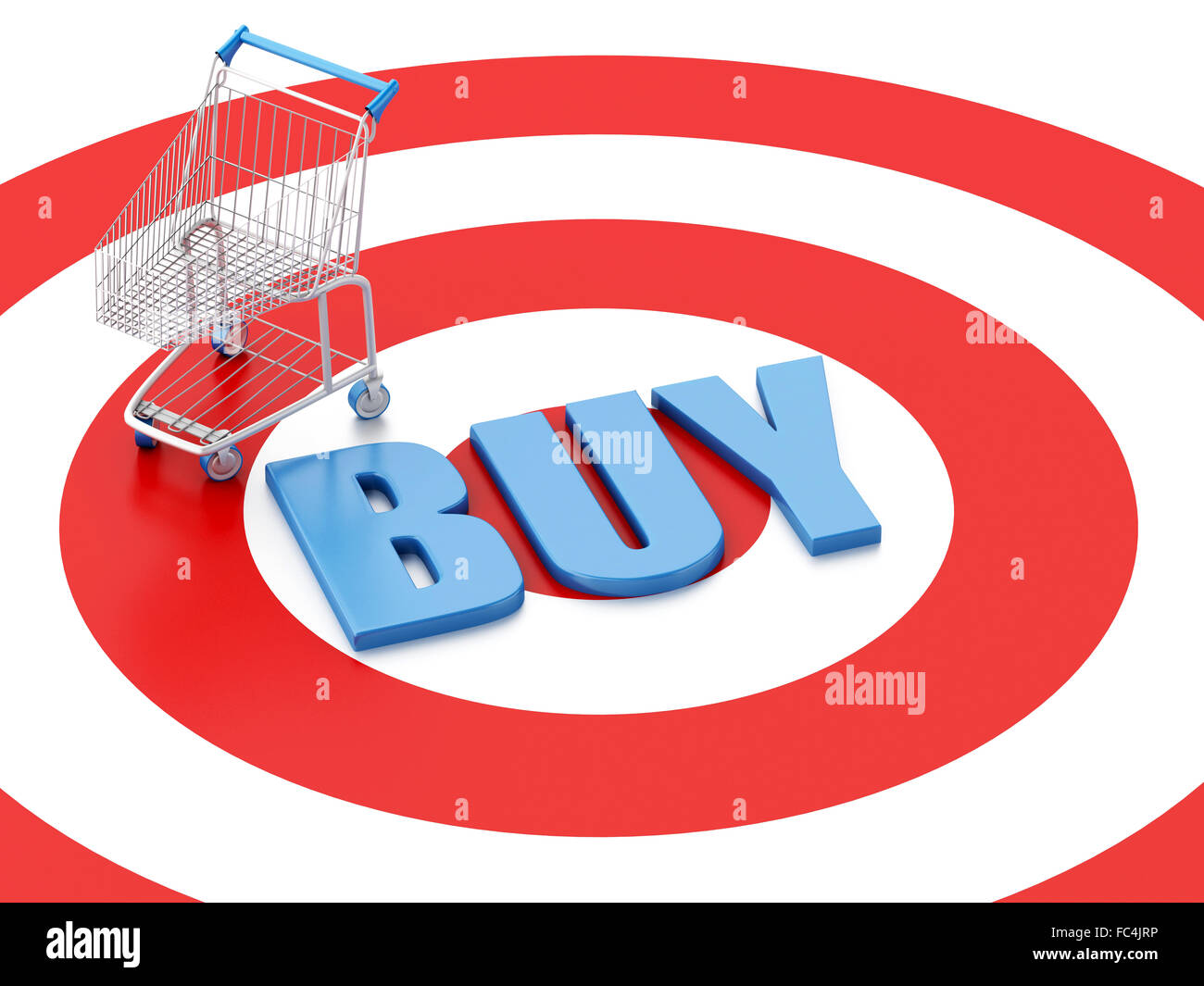 3d Shopping cart on target. E-commerce concept Stock Photo - Alamy