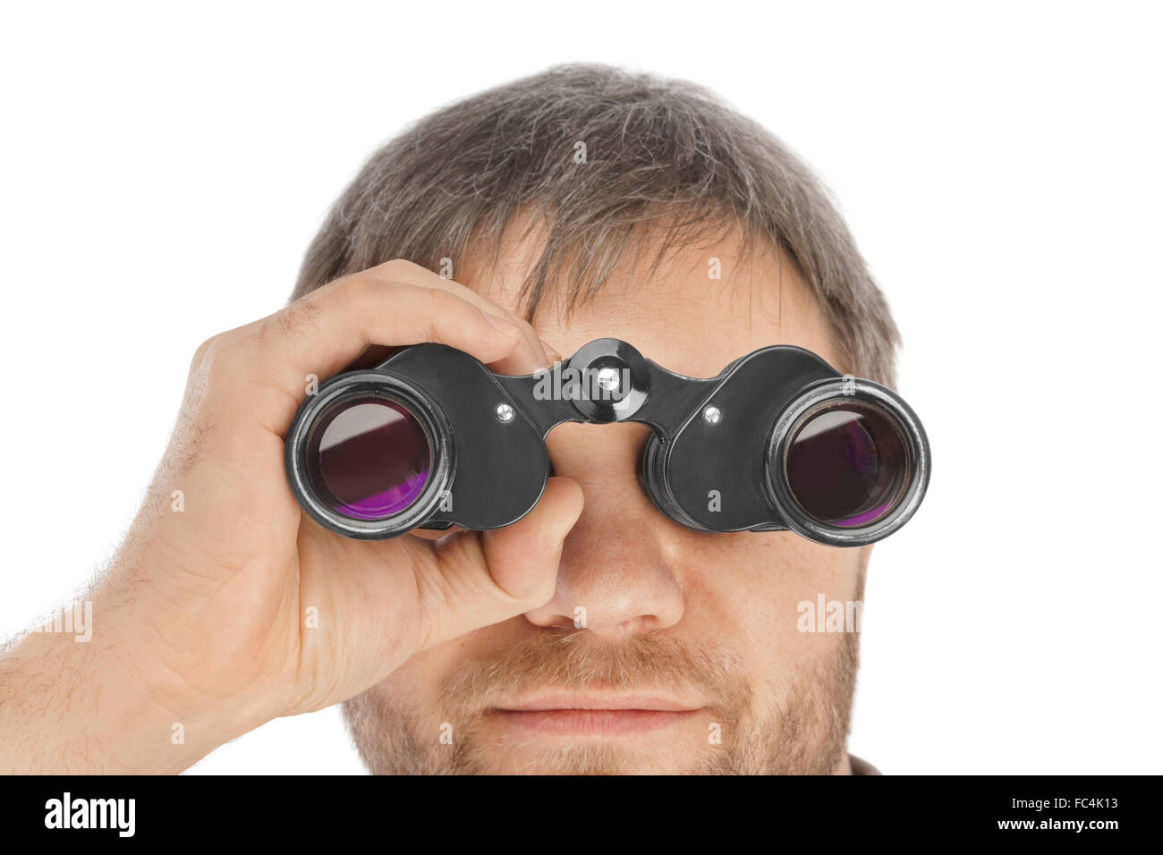 Man with binoculars Stock Photo - Alamy
