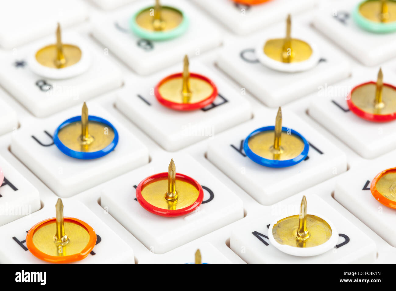 Pins on computer keyboard Stock Photo - Alamy