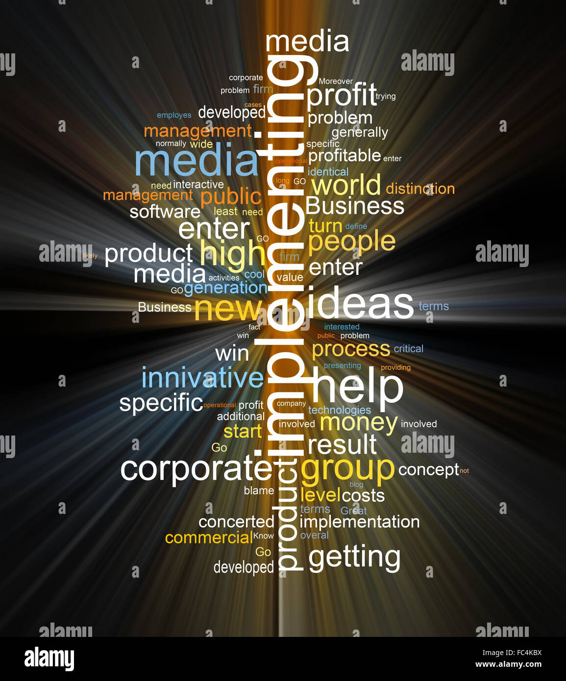 collage of different words on a dark background on business topics ...