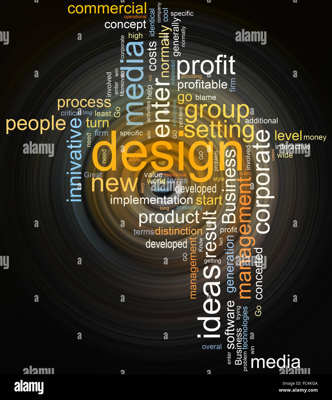 collage of different words on a dark background on business topics ...