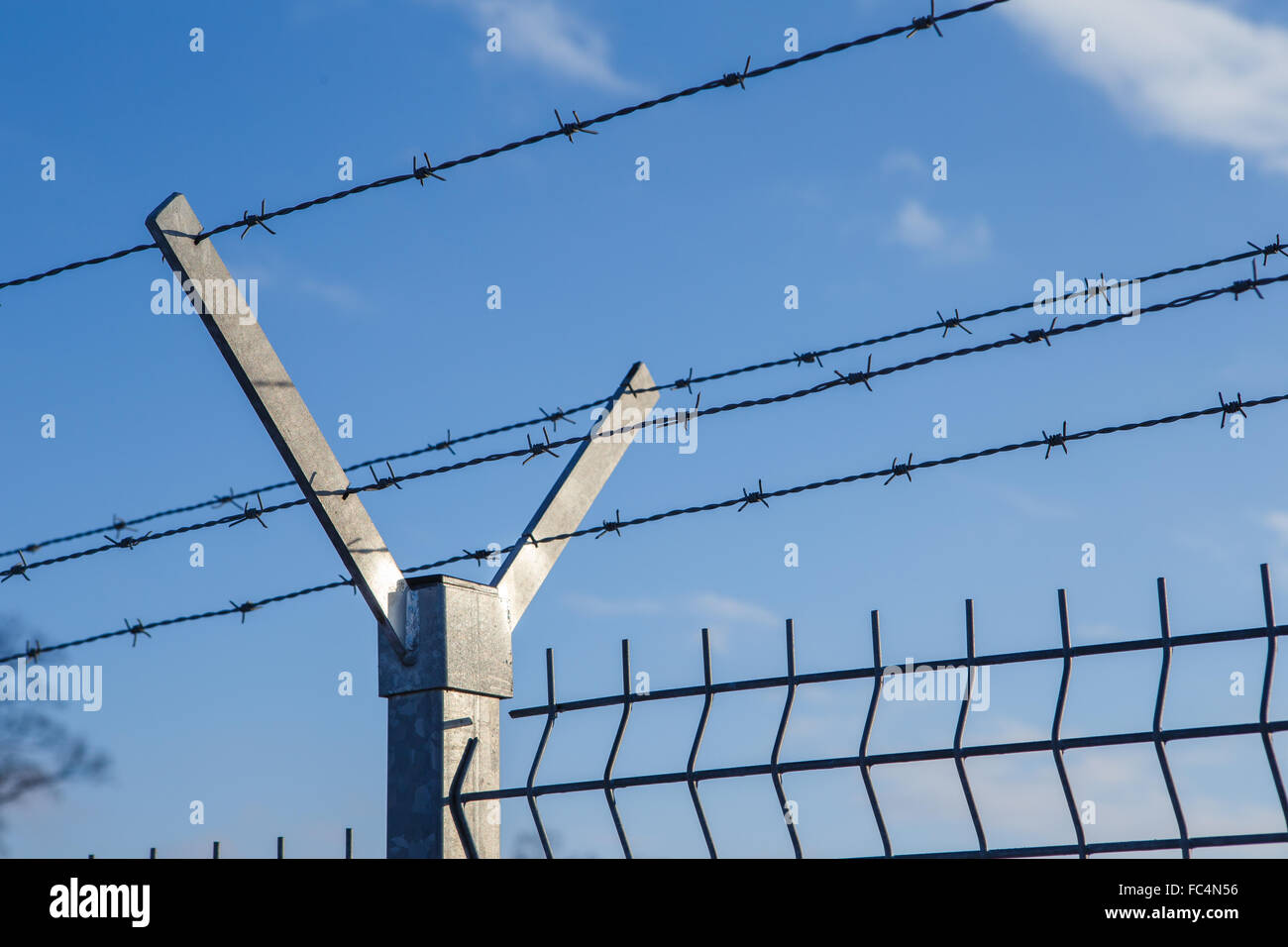 Barbed wire fence metal gate hi-res stock photography and images - Alamy