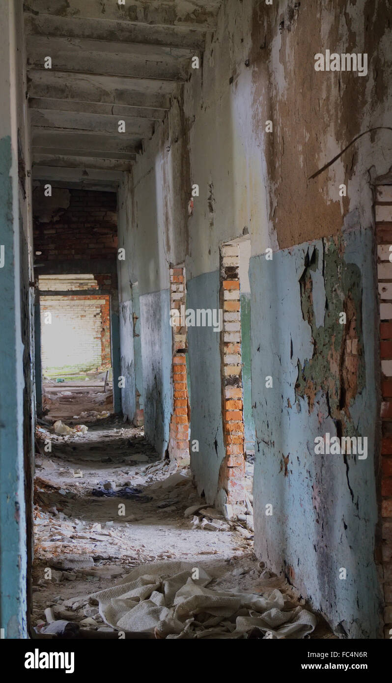corridor in a ruined old building Stock Photo - Alamy