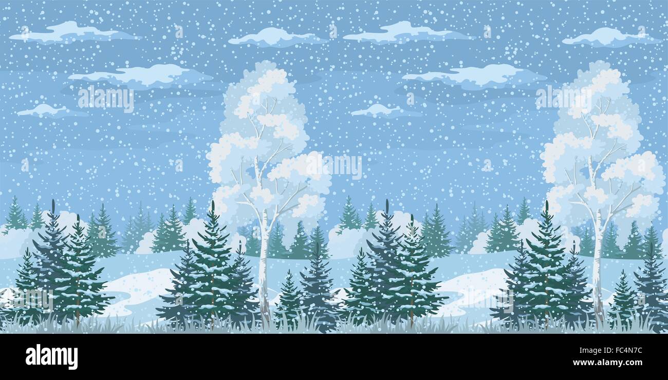 Seamless Christmas Winter Forest Landscape Stock Vector Image & Art - Alamy