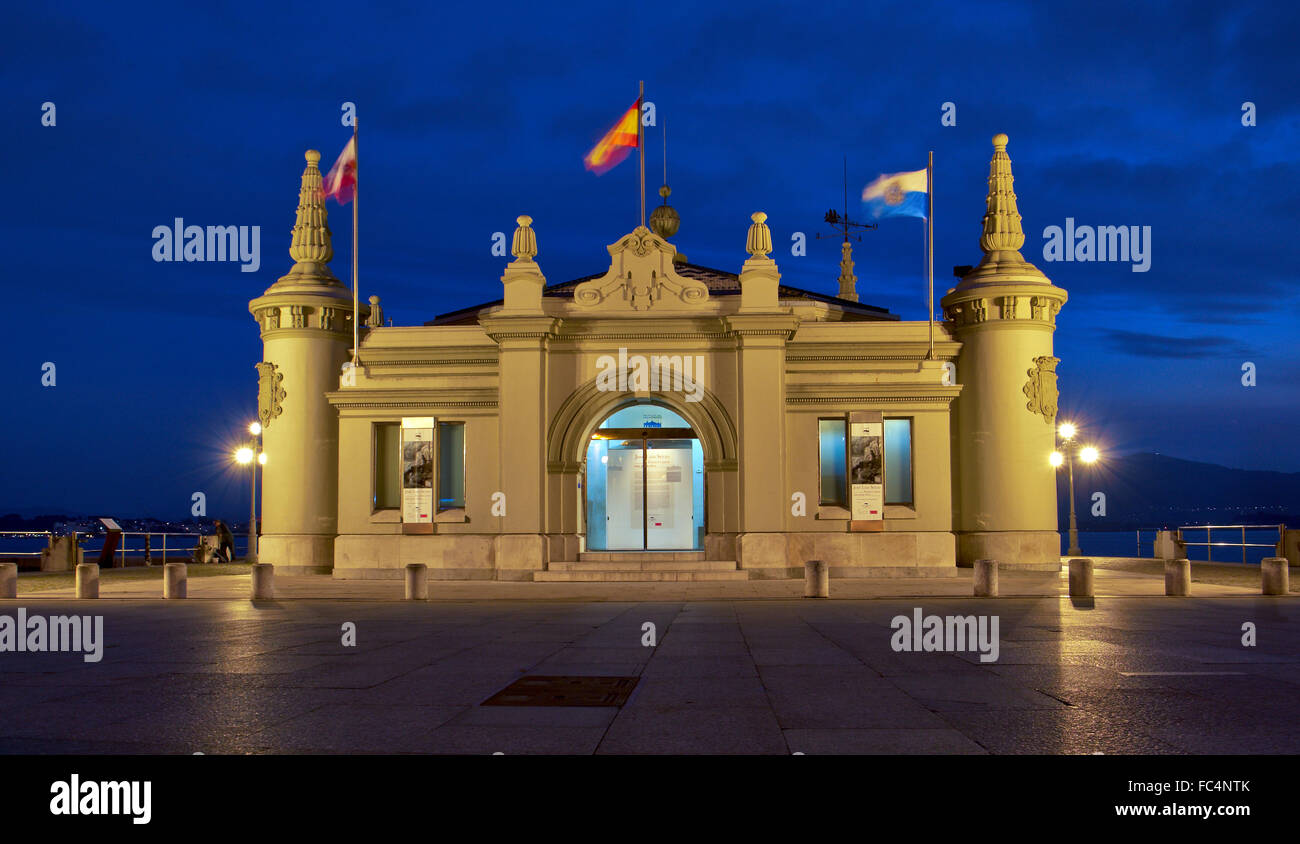 Santander: Palacete del Embarcadero at night. Spain Stock Photo - Alamy